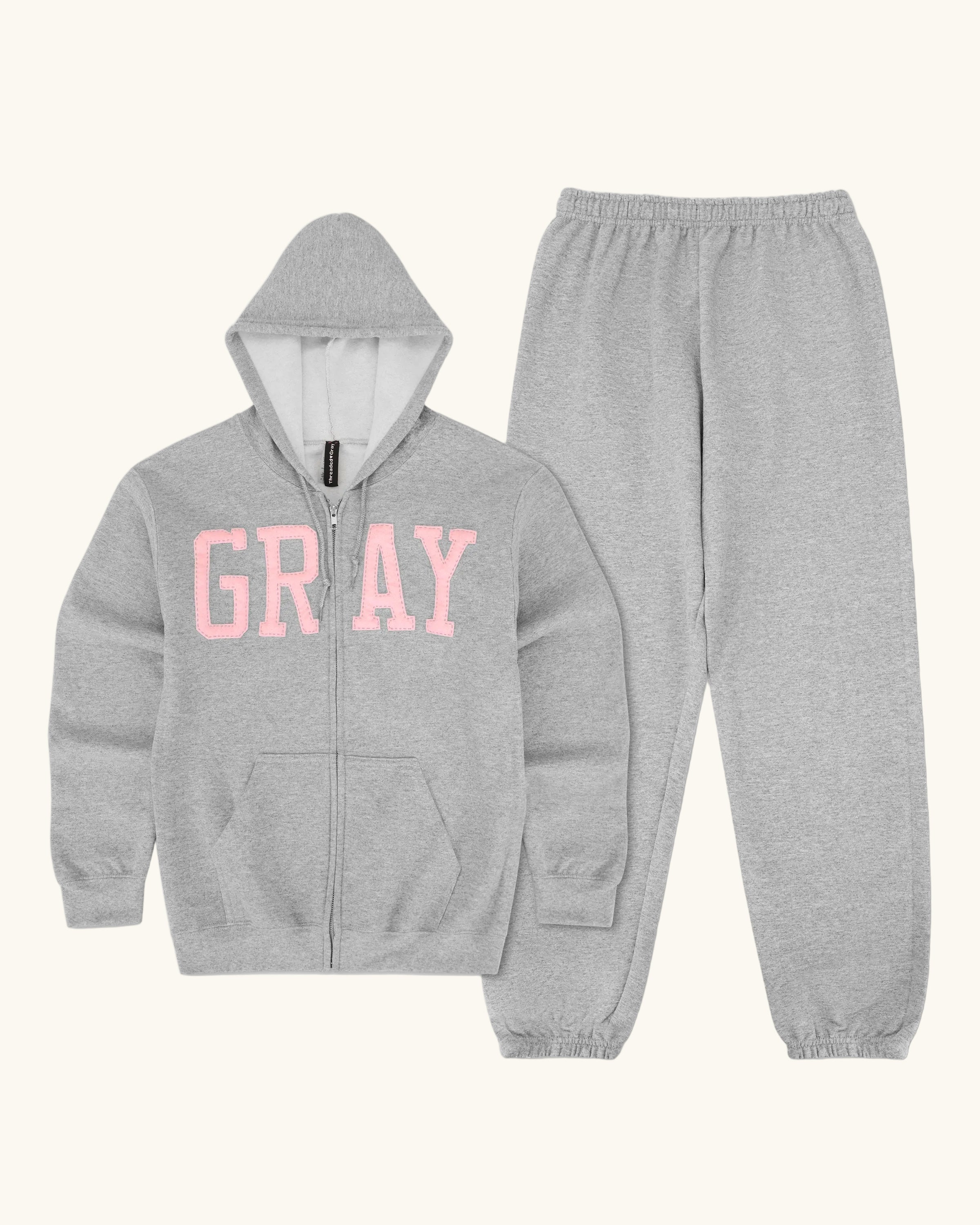 Light Pink GRAY Zip Up Set – Threaded Gray